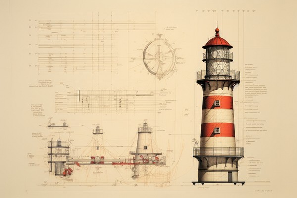 Lighthouse diagram architecture drawing. AI | Premium Photo ...