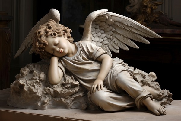 Cherub angel sculpture representation. AI | Premium Photo - rawpixel