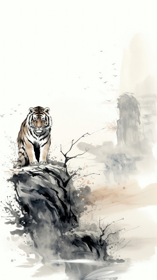 Tiger cliff mountain tiger wildlife | Premium Photo Illustration - rawpixel