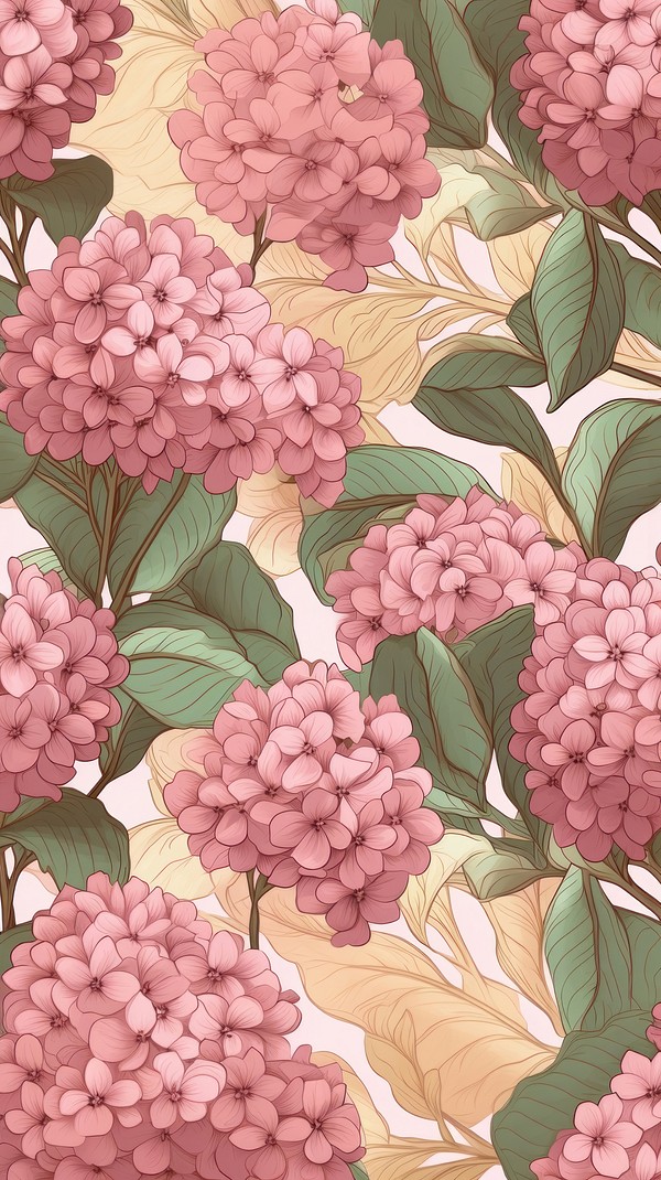 Pink hydrangea pattern flower plant. | Premium Photo Illustration ...