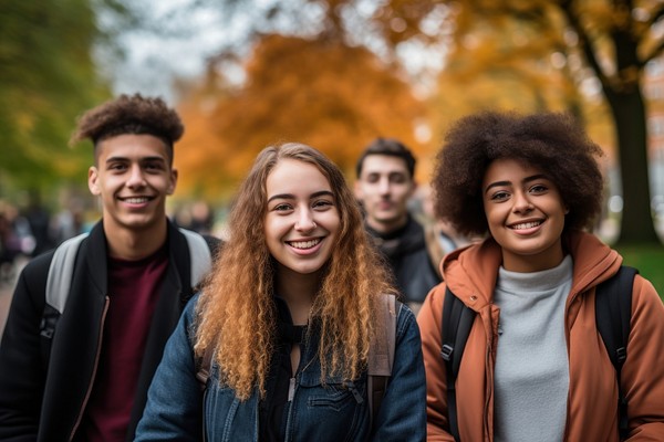 Students laughing campus adult. AI | Free Photo - rawpixel