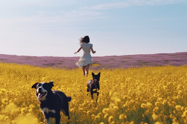 happy girl run floating dog | Premium Photo - rawpixel