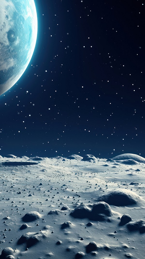 Moon surface distant Earth and | Premium Photo Illustration - rawpixel