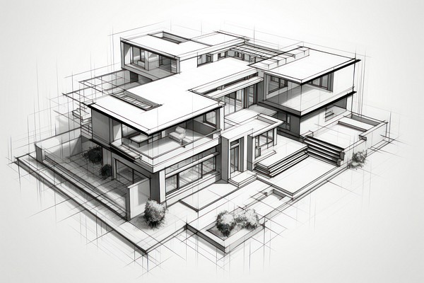 residence plans drawing diagram sketch. | Free Photo Illustration ...