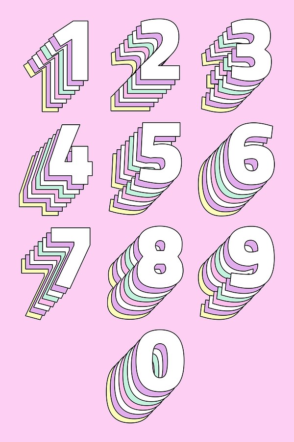 Number set pastel 3d psd | Free PSD - rawpixel