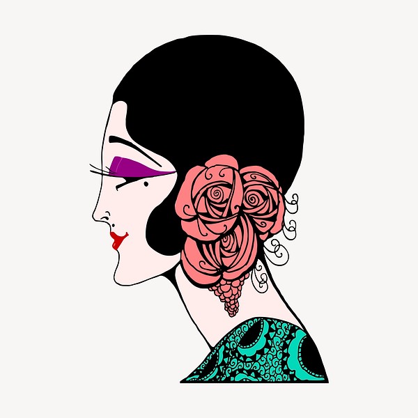 Flapper lady clipart, illustration vector | Free Vector - rawpixel