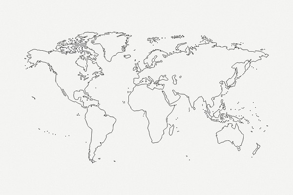 World map line art, geography | Free PSD - rawpixel