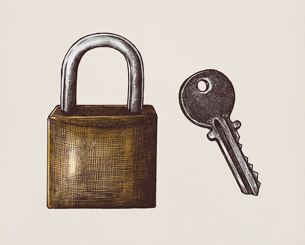 Hand-drawn lock and key illustration | Free Photo Illustration - rawpixel