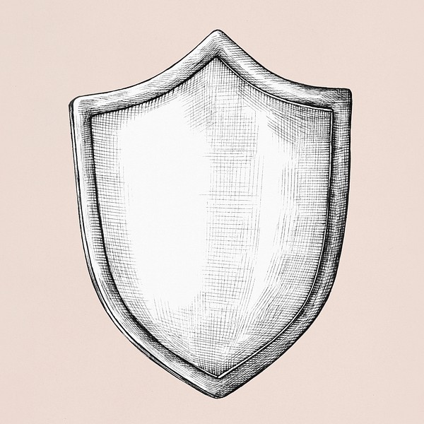 Hand-drawn gray shield illustration | Free Photo Illustration - rawpixel