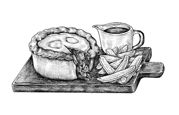 Hand-drawn minced beef pie | Free Photo Illustration - rawpixel