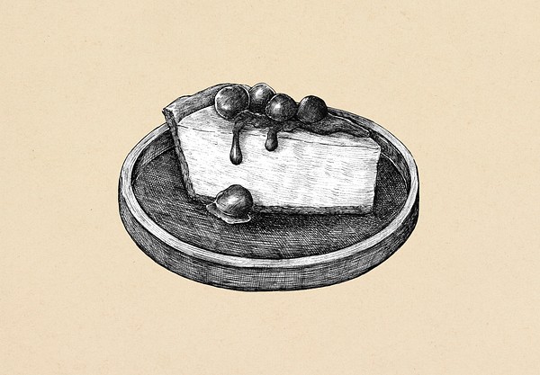 Hand-drawn cheesecake sweet dessert | Free Photo Illustration - rawpixel