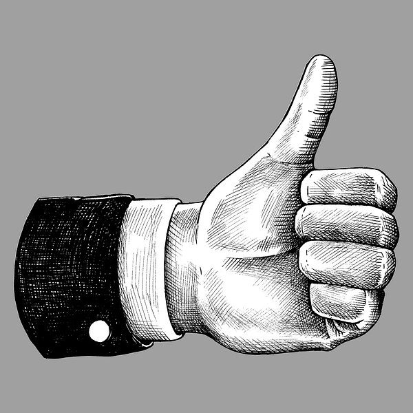 Hand drawn thumbs up hand | Free Photo Illustration - rawpixel