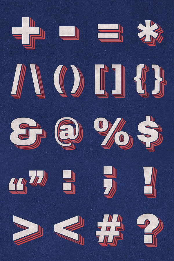 Punctuations, symbols retro style font | Premium PSD - rawpixel