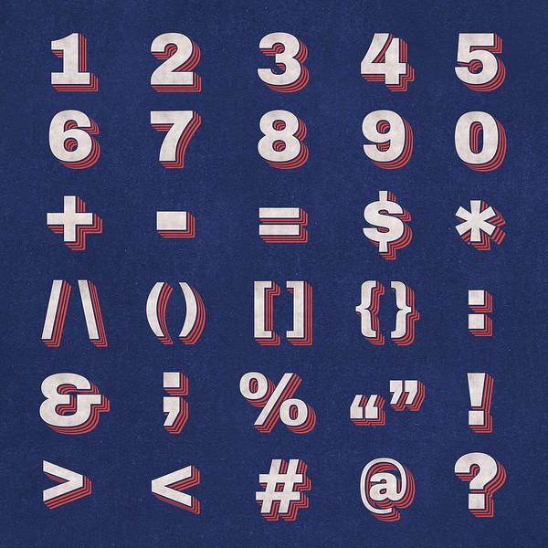 Numbers and symbols layered text | Premium PSD - rawpixel