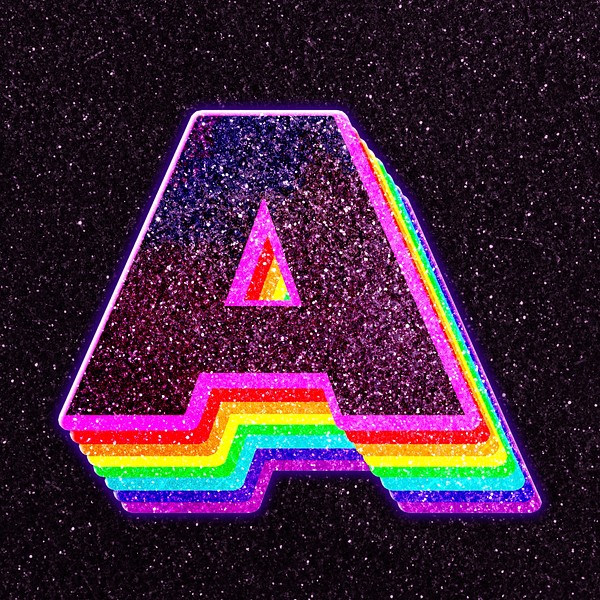 Letter rainbow typography psd glitter | Premium PSD - rawpixel