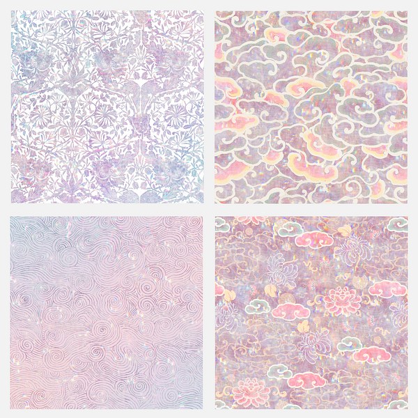 Pink holographic nature psd set | Free PSD - rawpixel