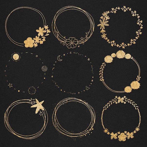 Psd gold effect frame set | Premium PSD - rawpixel