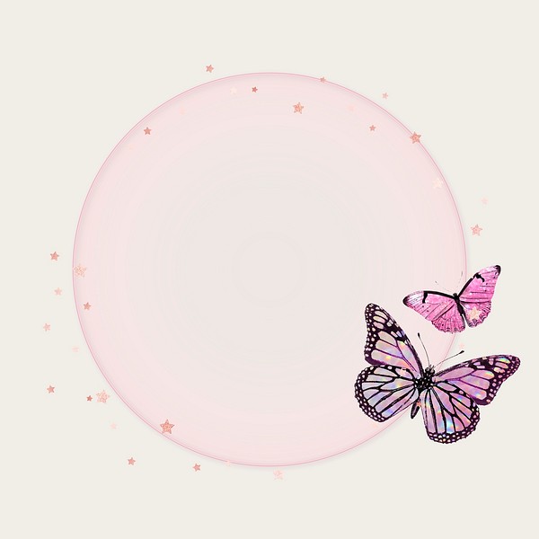 Glittery pink butterfly frame vector | Premium Vector - rawpixel