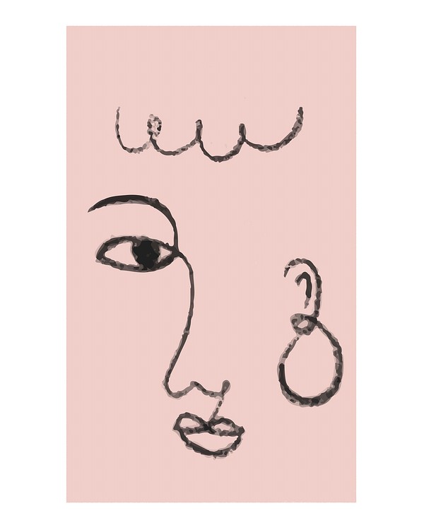 Face sketch art print, pink | Premium Photo - rawpixel