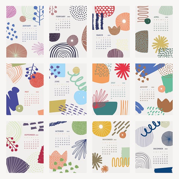 Colorful 2022 monthly calendar template | Premium PSD - rawpixel