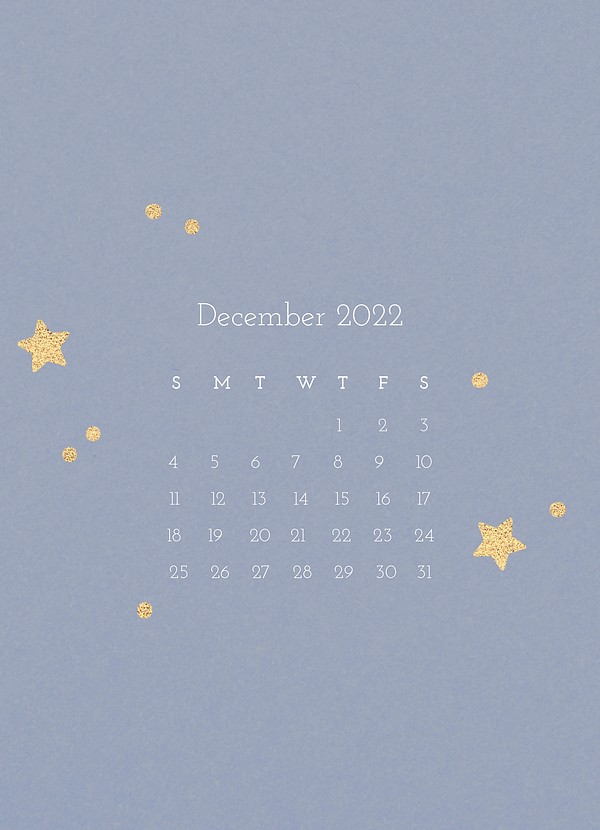 Blue December 2022 calendar, monthly | Premium Photo - rawpixel