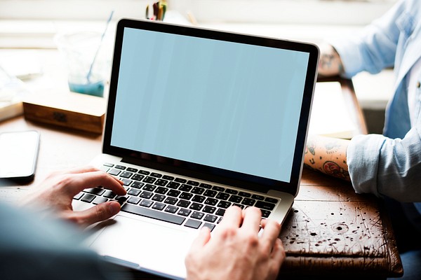 Hands Using Laptop Notebook Showing | Premium PSD Mockup - rawpixel