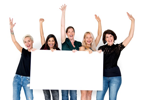 Group women hands raised and | Premium PSD - rawpixel