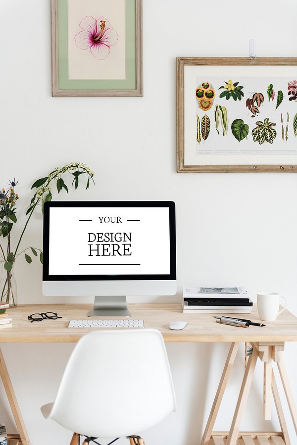 Mockup design space computer screen | Premium PSD Mockup - rawpixel