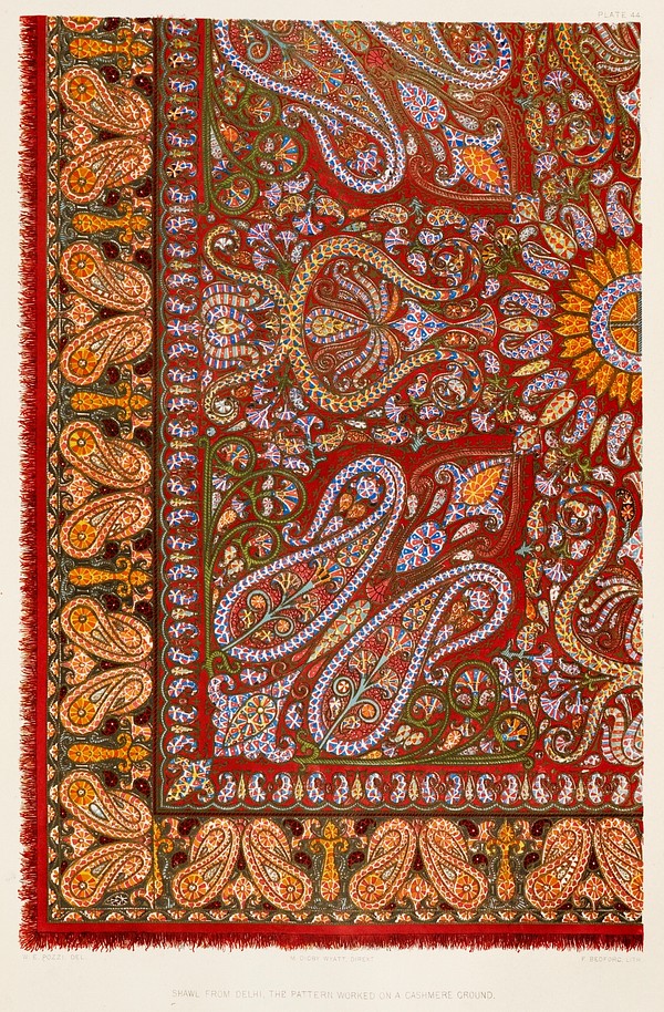 Shawl Delhi pattern worked cashmere | Free Photo Illustration - rawpixel