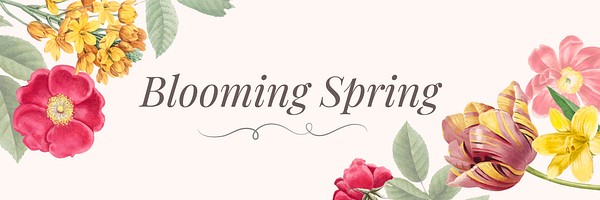 Floral blooming spring banner vector | Premium Vector - rawpixel