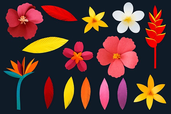 Set flowers and plants made | Premium PSD - rawpixel