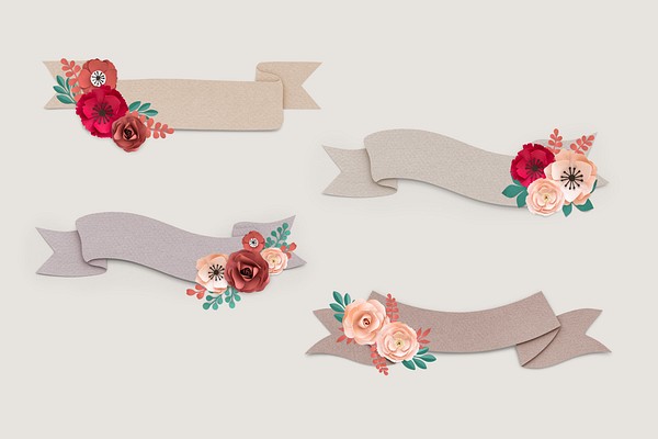 Floral banner design vector set | Premium PSD - rawpixel