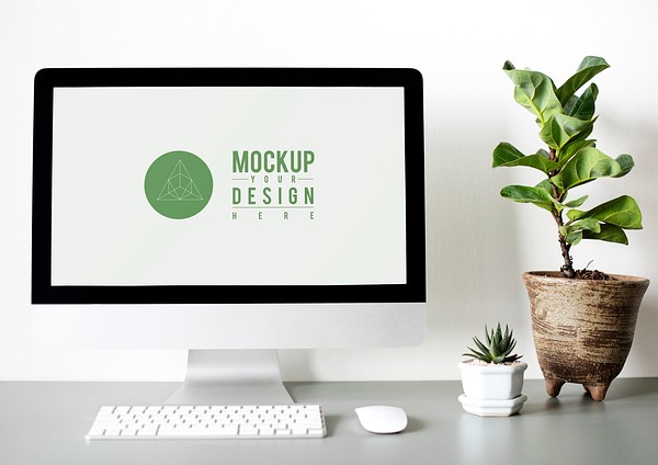 Computer monitor screen mockup desk | Premium PSD Mockup - rawpixel