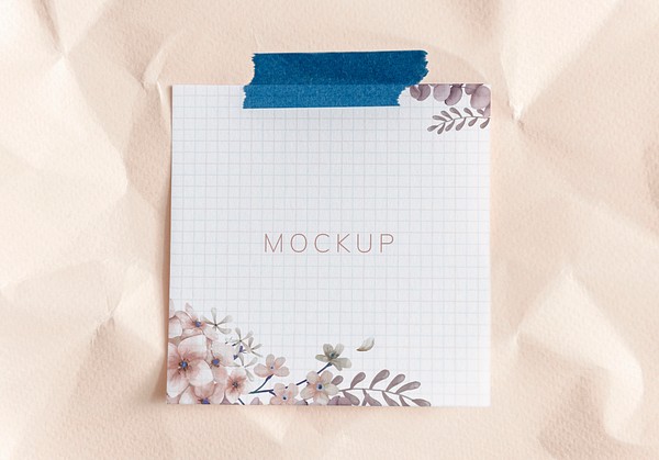 Pink floral paper note mockup | Premium PSD Mockup - rawpixel