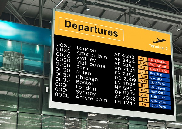 Announcement screen mockup at the airport | Free PSD Mockup - rawpixel