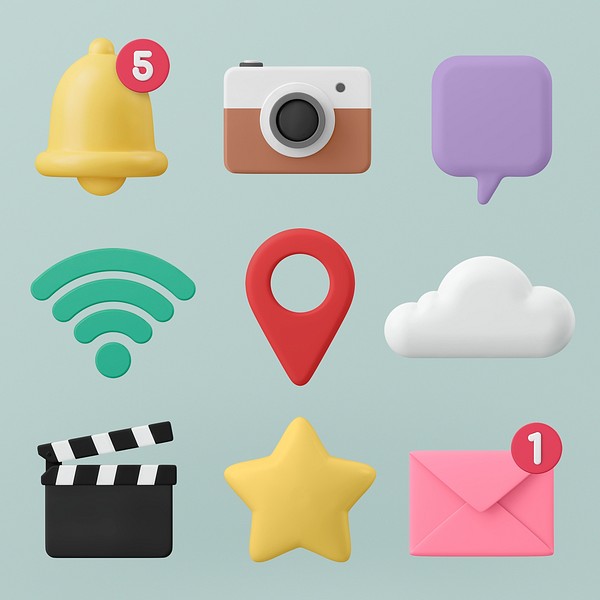 Digital marketing stickers, 3D colorful | Premium PSD - rawpixel