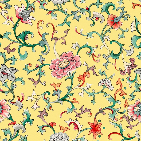 Chinoiserie yellow seamless pattern flower | Premium Photo Illustration ...
