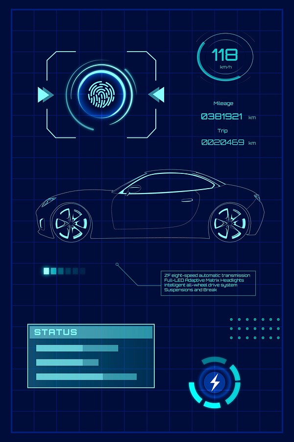 Neon blue scanning sports car | Premium Vector - rawpixel