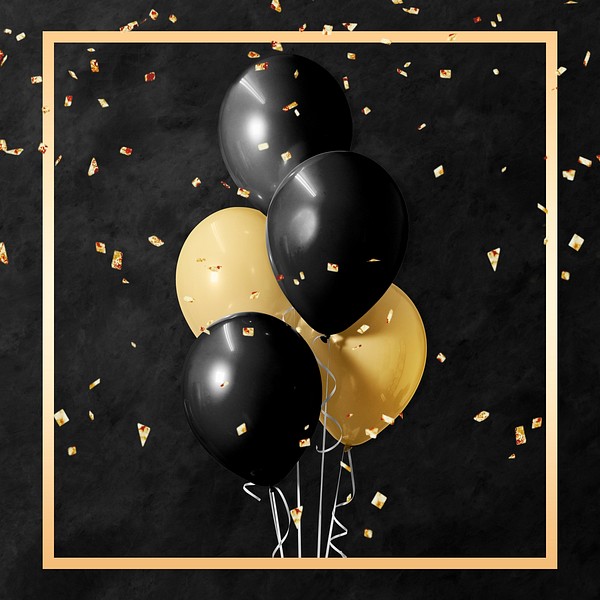 Golden square balloons frame design | Premium PSD - rawpixel