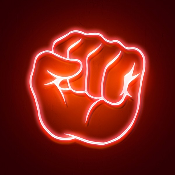 Neon red raised fist sticker | Premium PSD - rawpixel