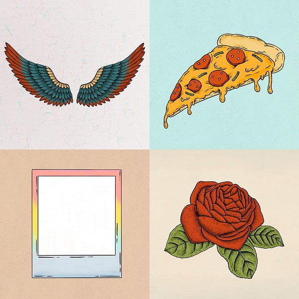 Colorful cute sticker overlay set | Premium PSD - rawpixel