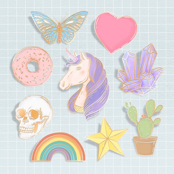 Pastel journal sticker set design | Premium PSD - rawpixel