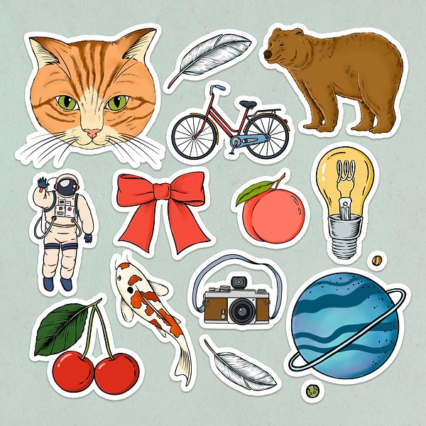 Colorful mix stickers set design | Premium PSD - rawpixel