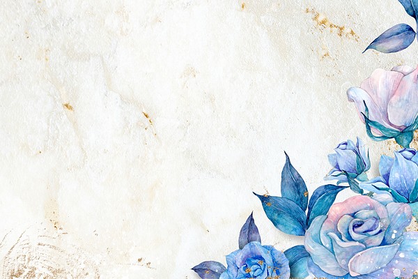 Watercolor blue rose border marble | Premium PSD - rawpixel