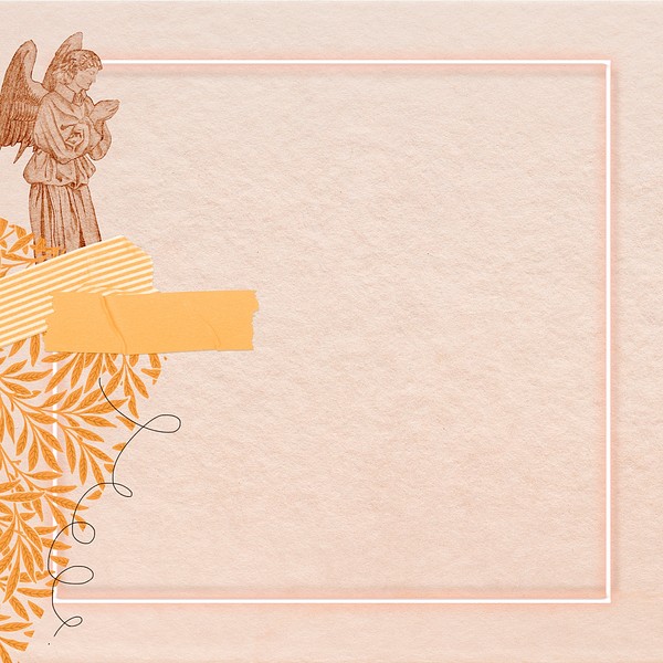 Nature ornamental leaves border with angel | Free PSD - rawpixel