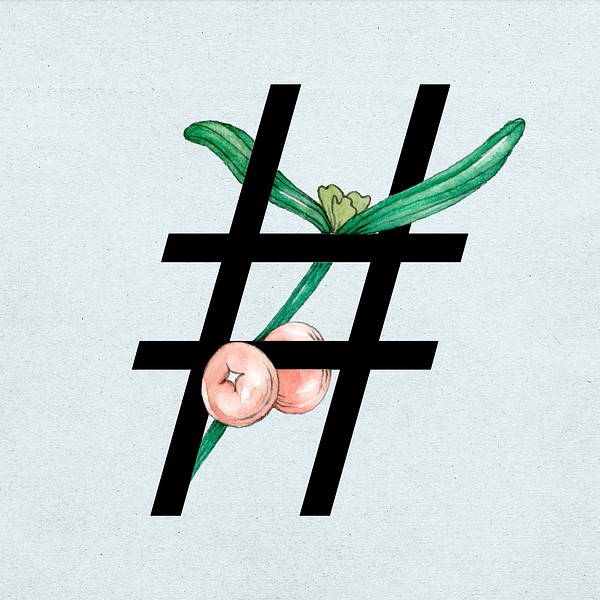 Psd hashtag sign floral decorated | Premium PSD - rawpixel