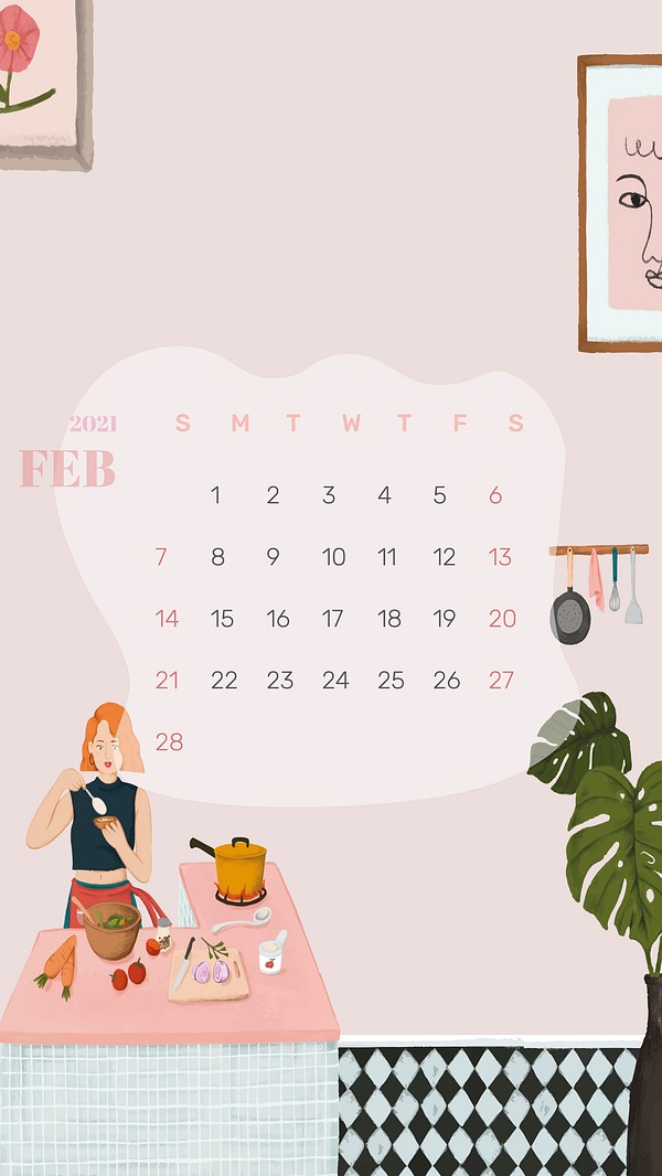 Calendar 2021 February template phone | Premium Vector - rawpixel