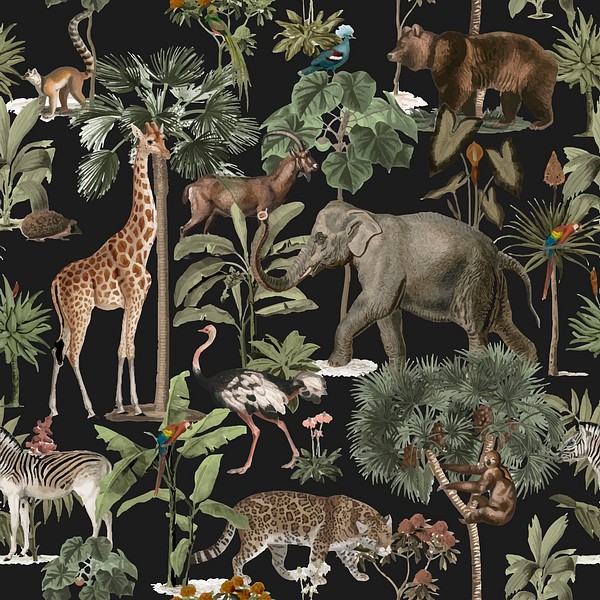 Jungle animal seamless pattern vector | Premium Vector - rawpixel