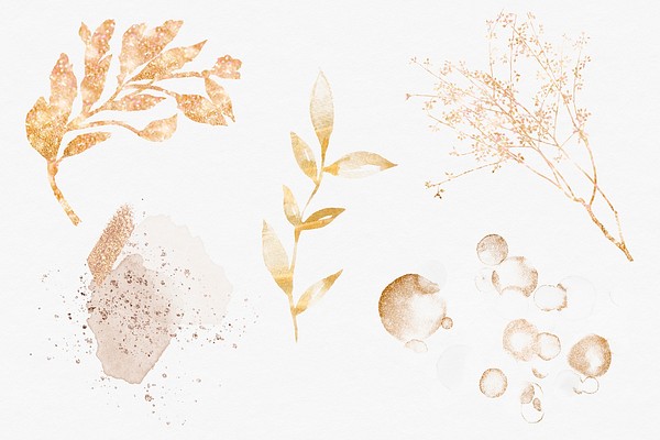 Luxury gold leaf glittery psd | Premium PSD - rawpixel