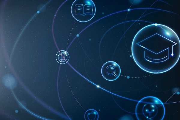 Education technology futuristic background vector | Premium Vector ...